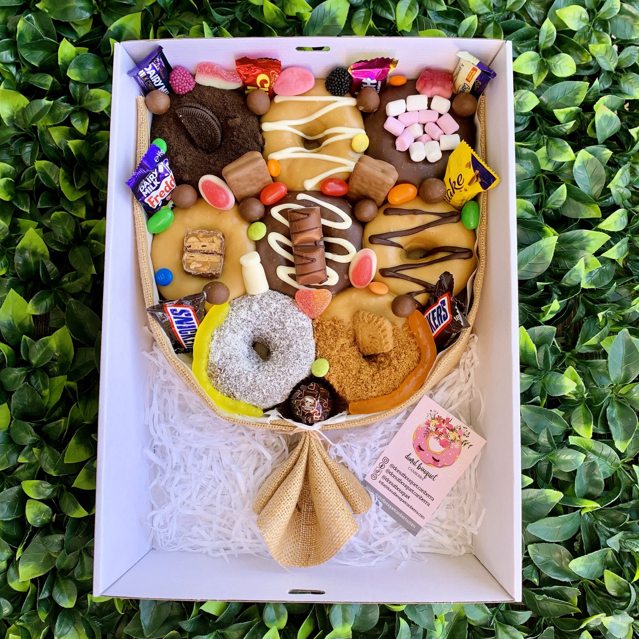 Chocolate & Caramel Donut Bouquet Gift Box | Donut Delivery Canberra ...